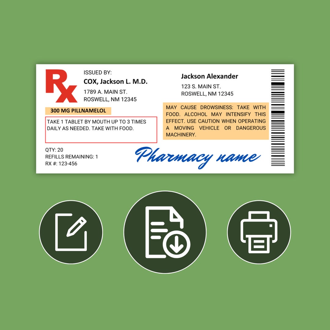 Prescription Label Template, Editable RX Bottle Label Template, Fun ...
