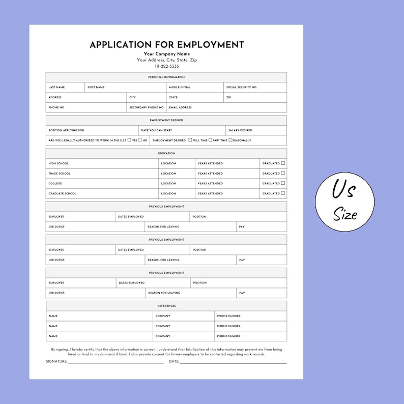 Job application template, employment application, job application ...
