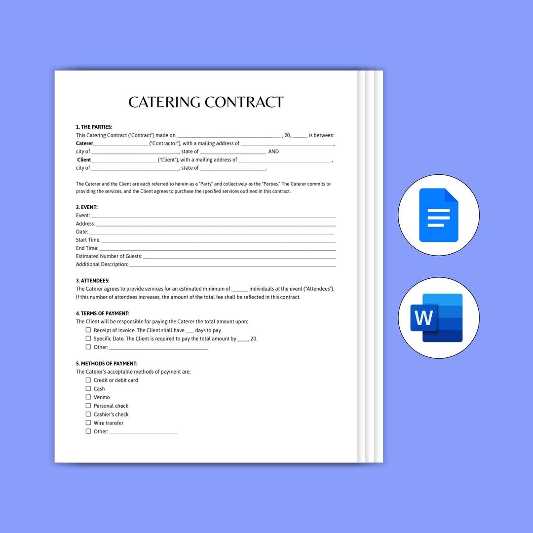 Catering Agreement Template. Catering Contract Agreement. Catering ...