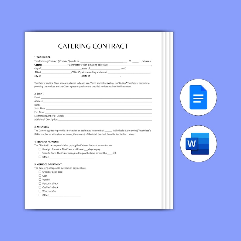 Catering Agreement Template. Catering Contract Agreement. Catering ...