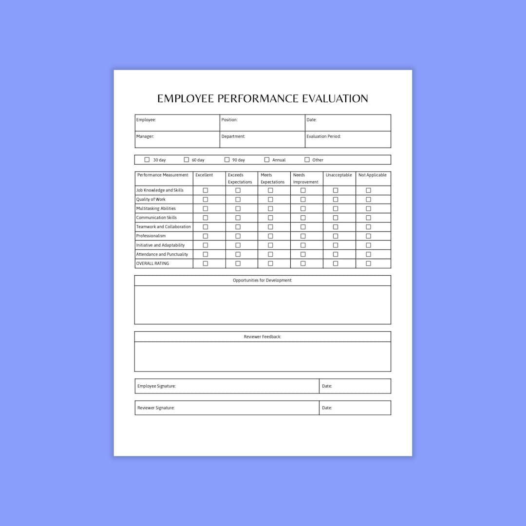 Employee Performance Evaluation Template, Job Performance Review. Employee Performance Review ...