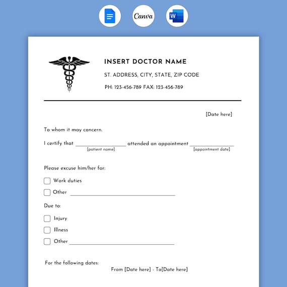 Doctors Excuse Note For Work School Excuse Note, Doctor Excuse Letter,