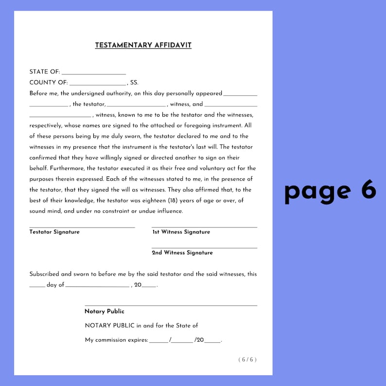Last Will and Testament Template: Simple Printable (word, PDF, Canva ...