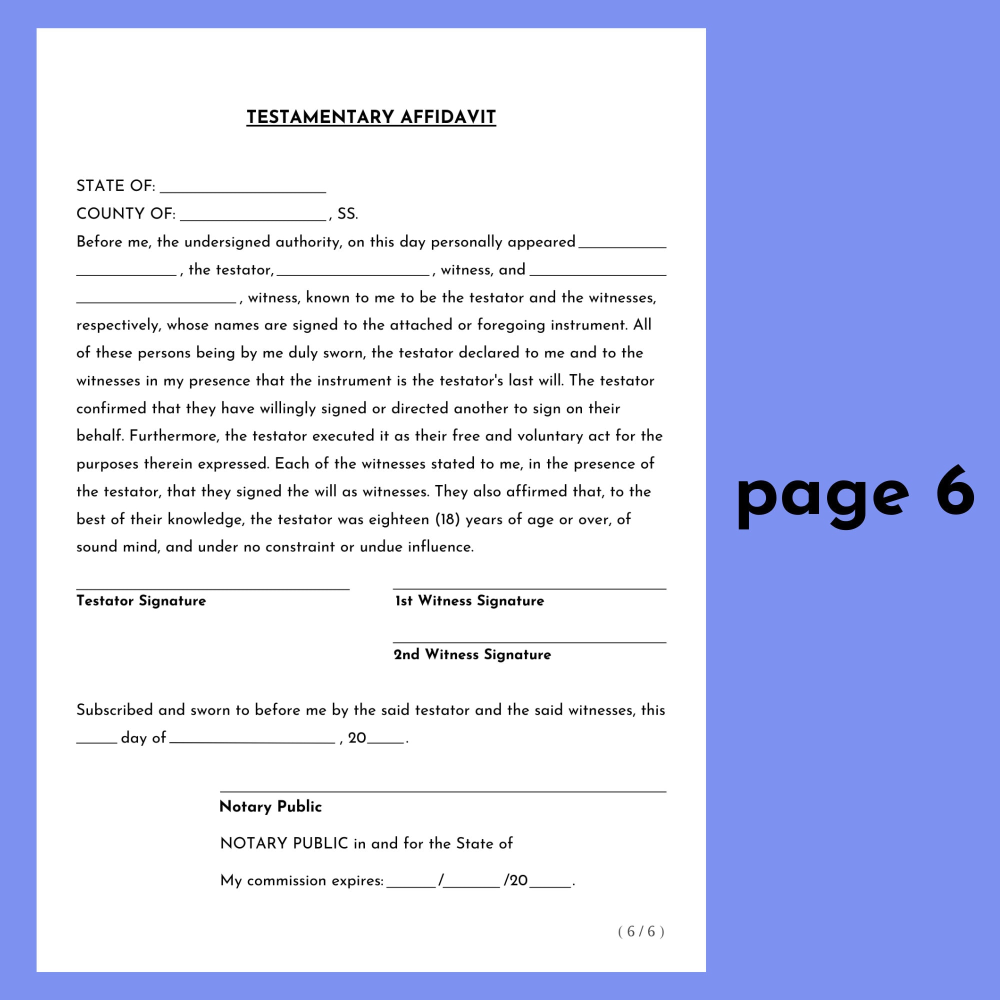 Last Will and Testament Template: Simple Printable (word, PDF, Canva ...