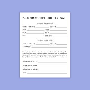 Free Printable Auto as is Bill of Sale - Etsy