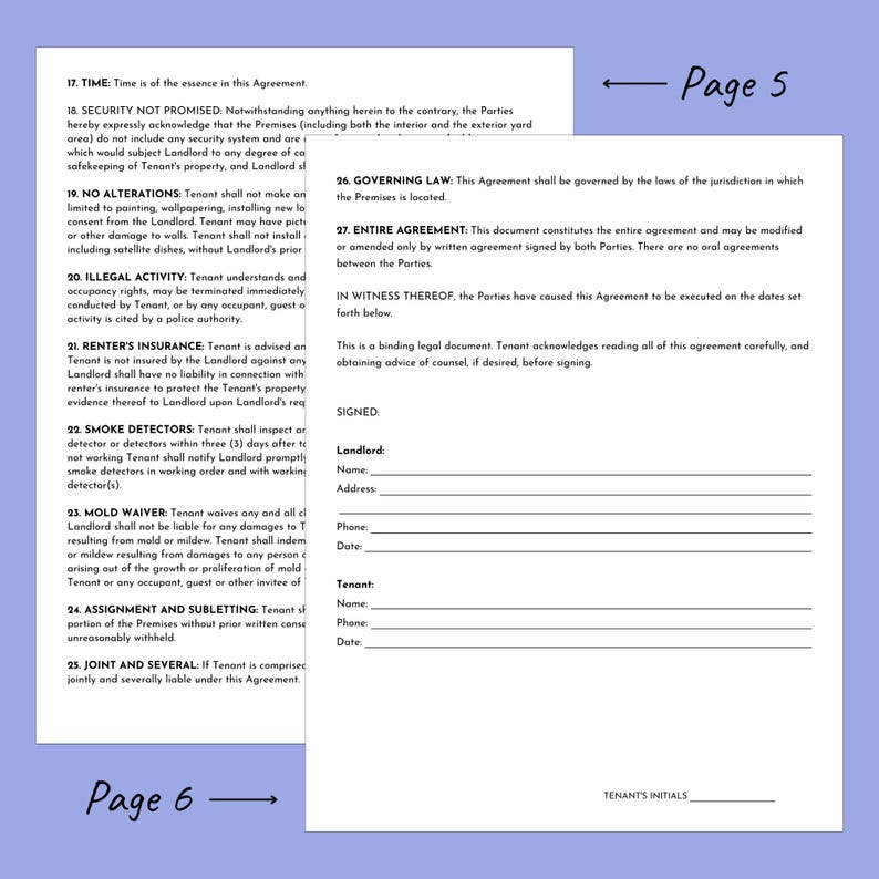 Editable Residential Lease Agreement Template. Printable Rental ...