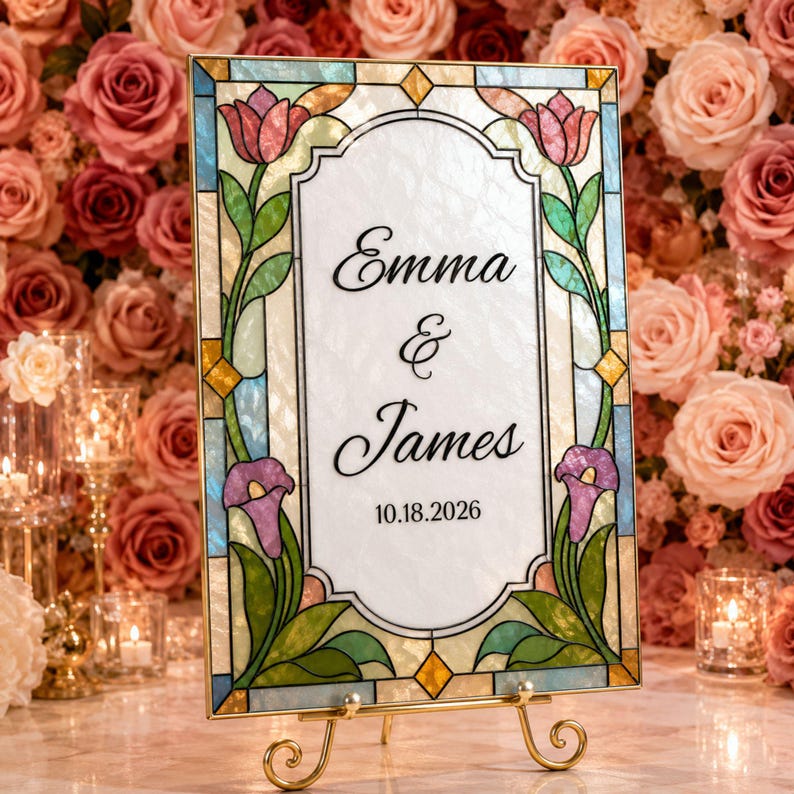 Stained Glass Wedding Sign Template. Faux Stained Glass Wedding Sign ...