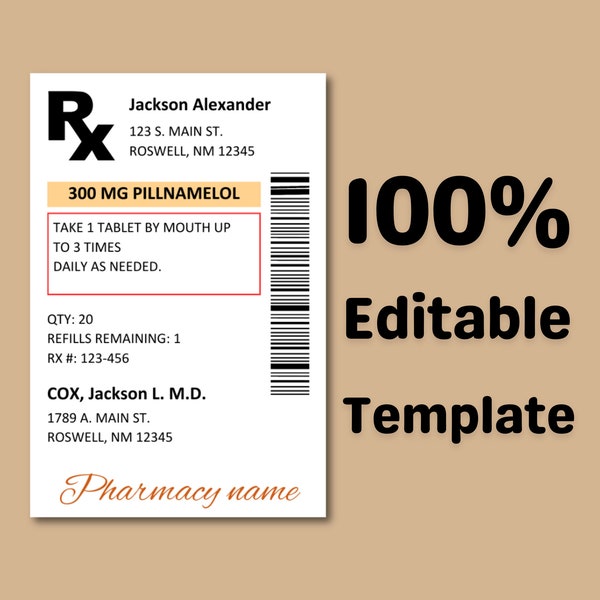 Editable Prescription Labels - Etsy