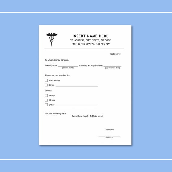 Fake Doctors Note Template For School