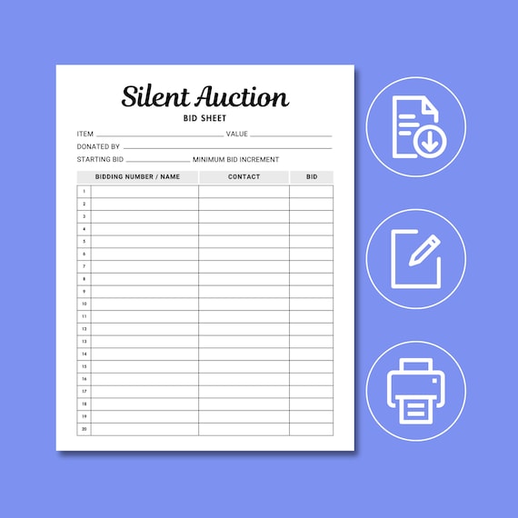 Silent Auction Donation Sheets
