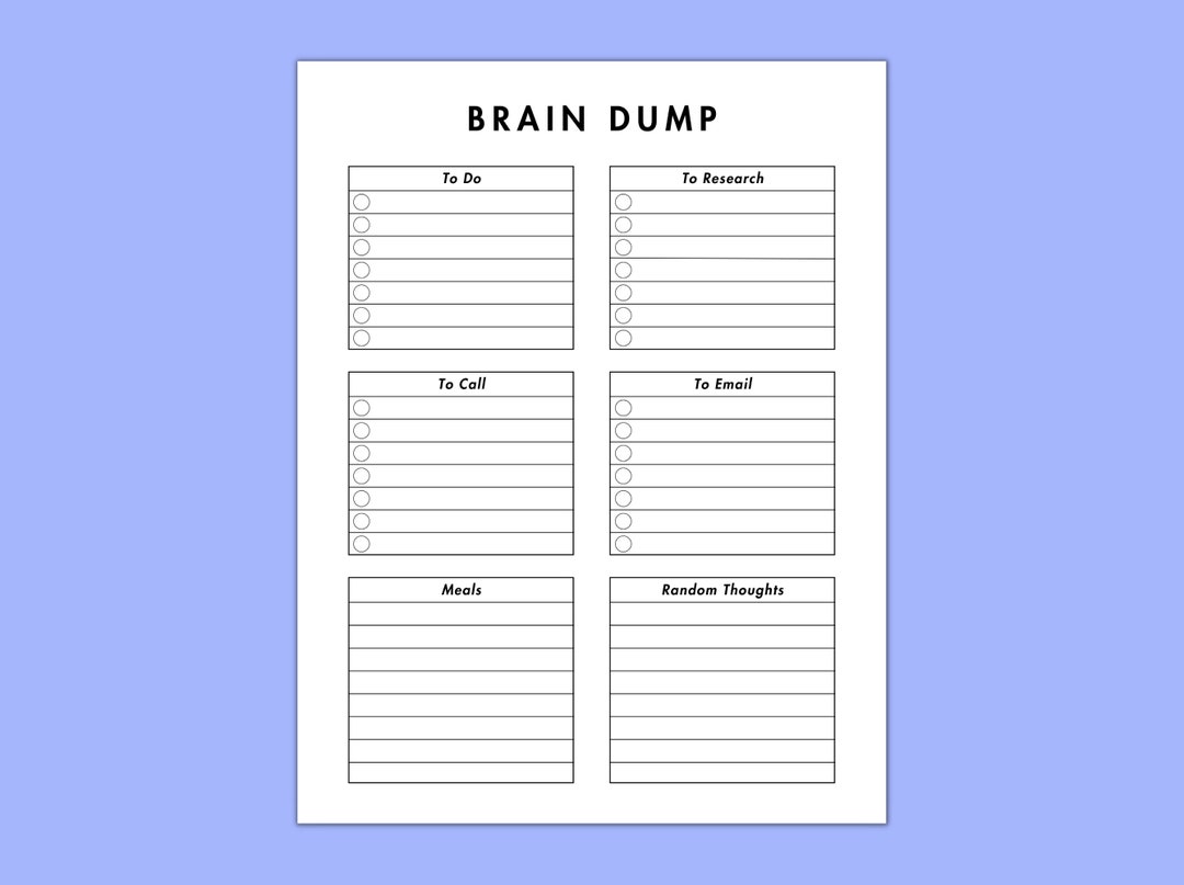 Brain Dump Printable Thought Organizer ADHD Brain Dump - Etsy