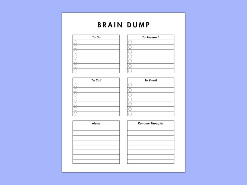 Brain Dump Printable Thought Organizer ADHD Brain Dump - Etsy