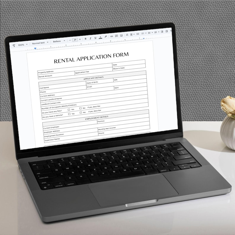 Rental Application Form. Landlord Rental Application. Editable Rental ...