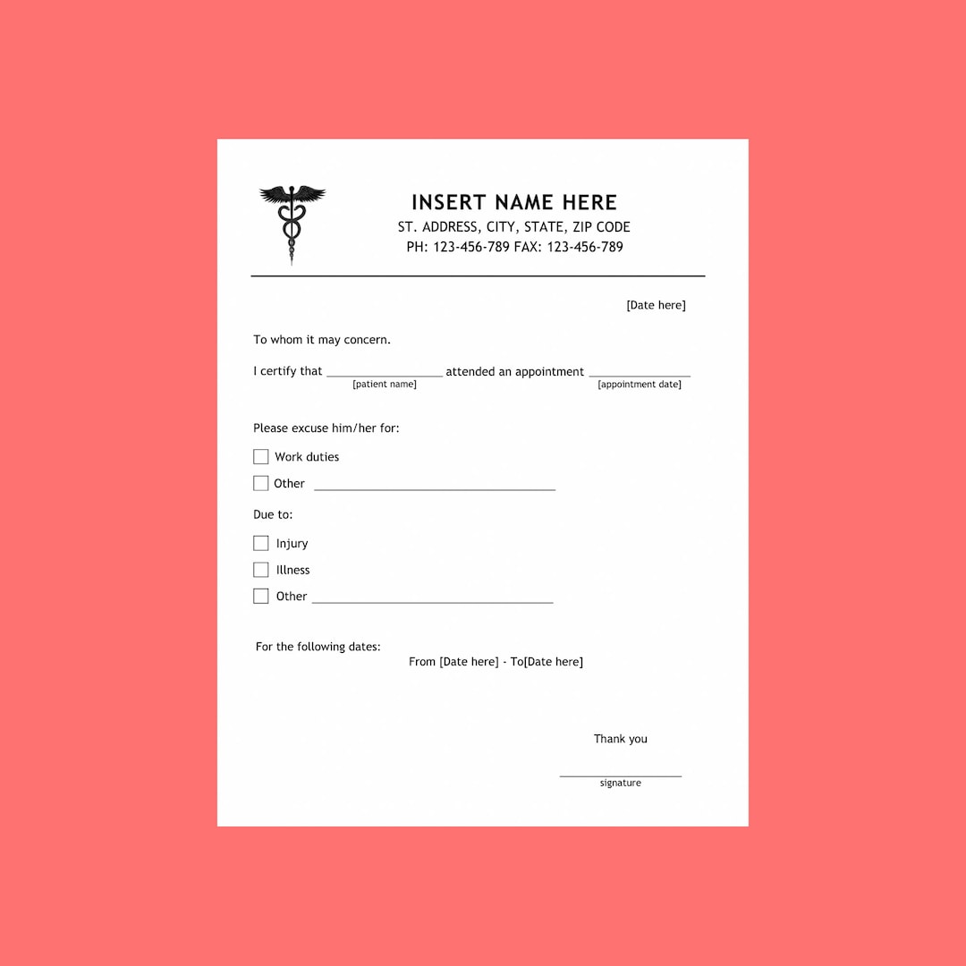 Editable Doctors Note Template Doctor Excuse Note Drs Note - Etsy
