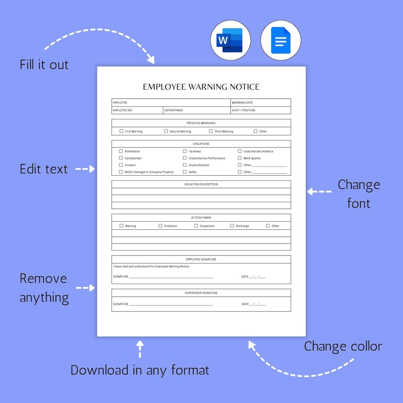 Employee Write Up. Employee Warning Letter Template. Written Warning ...