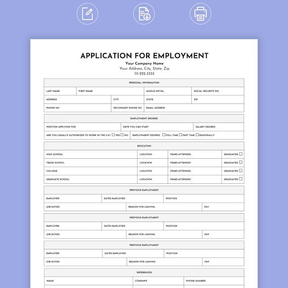 Job Application Sample Pdf