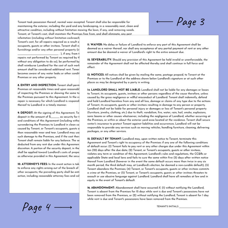 Residential Lease Agreement Template. Printable Rental Agreement ...