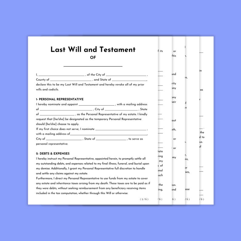 Last Will and Testament. Last Will and Testament Printable. Simple Last ...