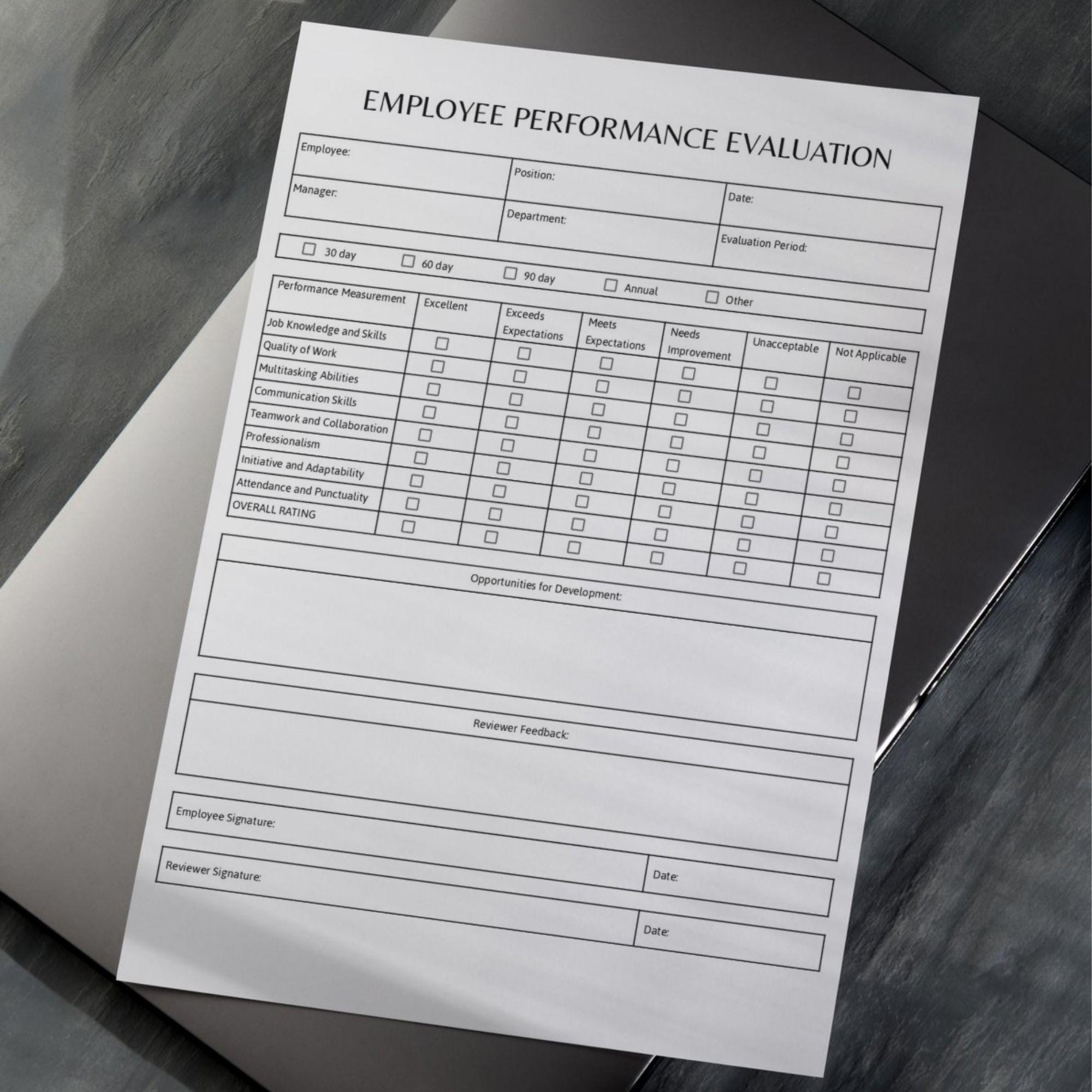 Editable Employee Performance Evaluation Template (ms Word and Google ...