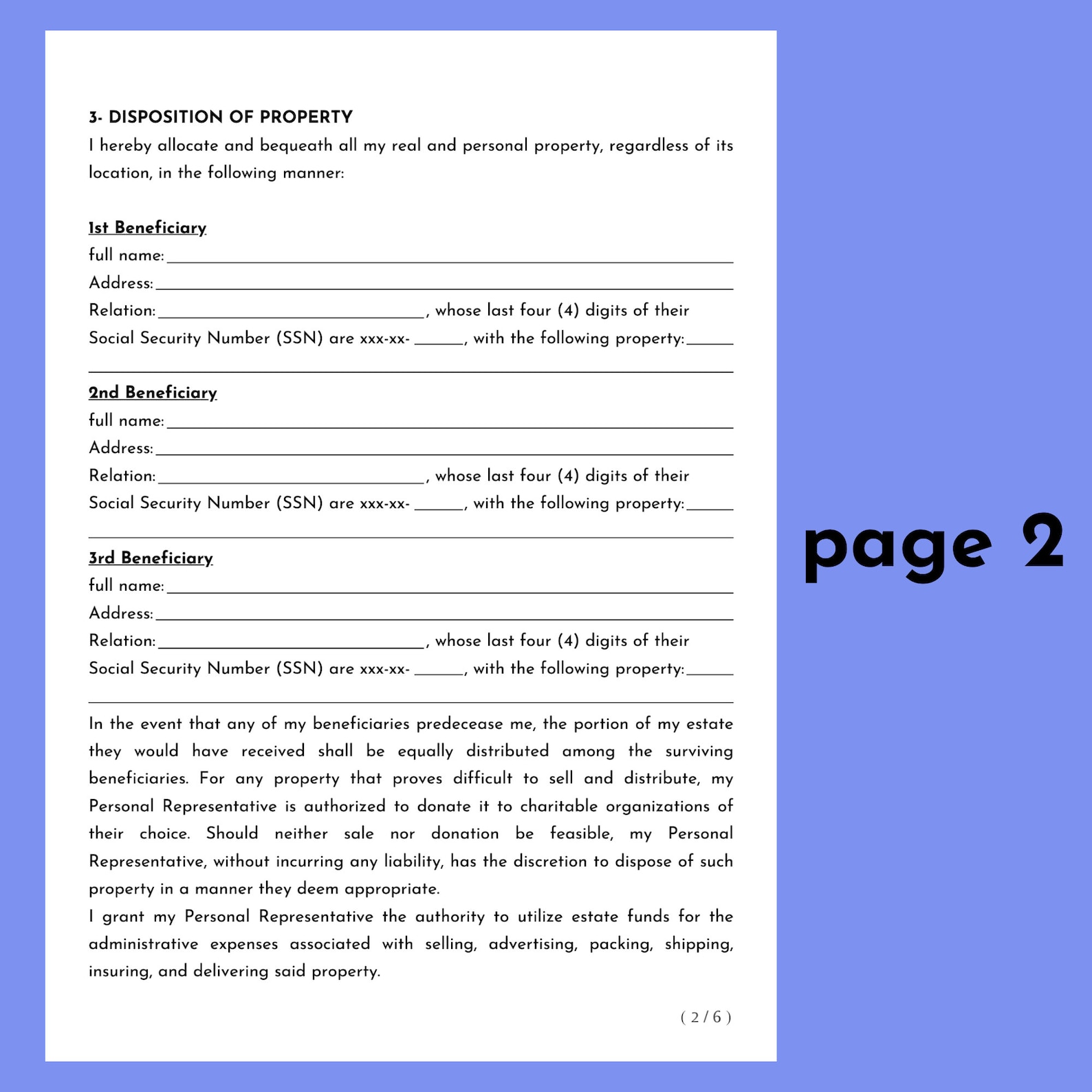 Last Will and Testament. Last Will and Testament Printable. Simple Last ...