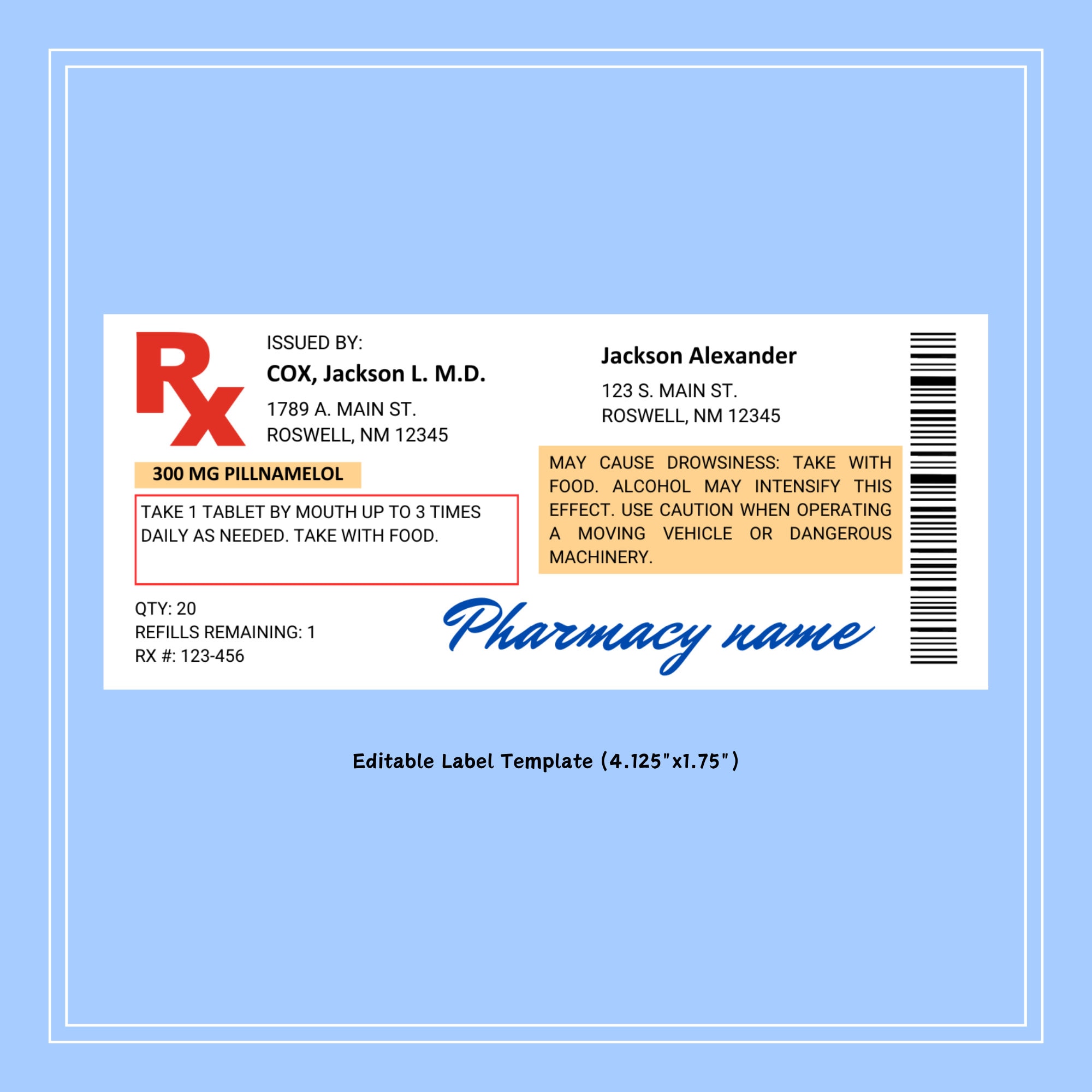 Prescription Label Template, Editable RX Bottle Label, Fun Pill Bottle ...