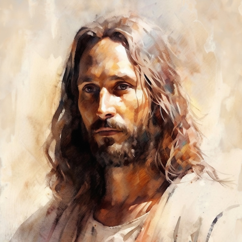 Jesus Christ in Watercolor Christian Art Savior Entry Decor Living Room Art Printiable Art LDS ...