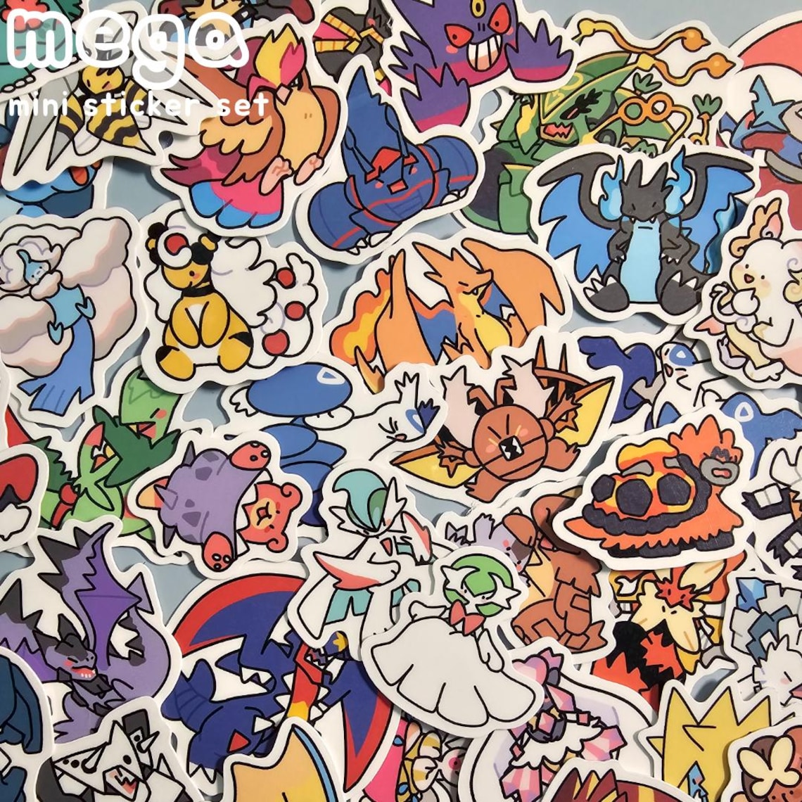 Mega Evolutions Mini Poke Stickers | Die-cut Waterproof Vinyl Sticker ...