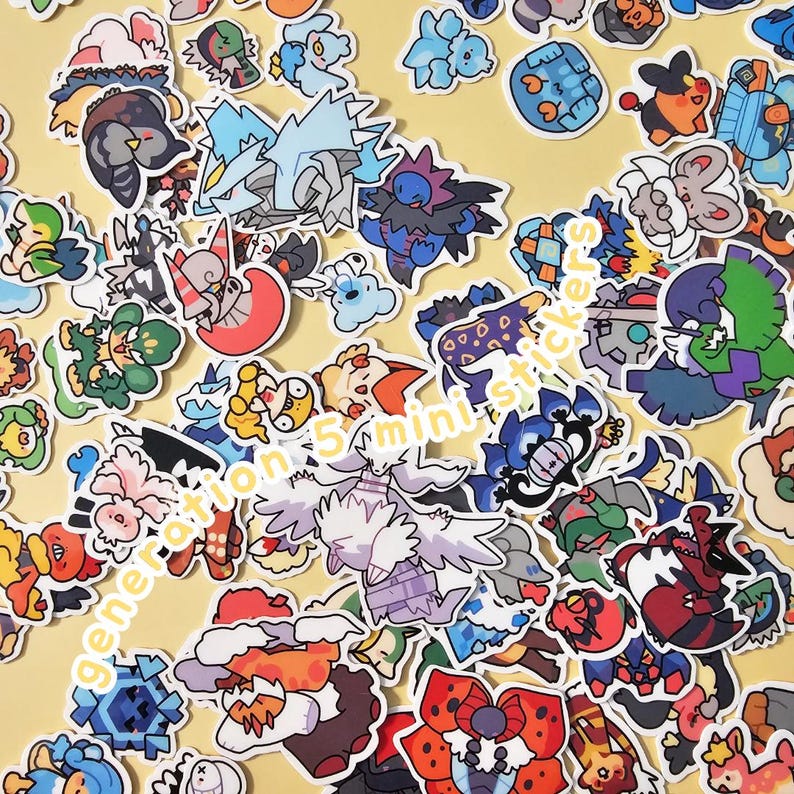 494-649 Mini Poke Stickers | All Gen 5 Unova Mons | Die-cut Waterproof ...
