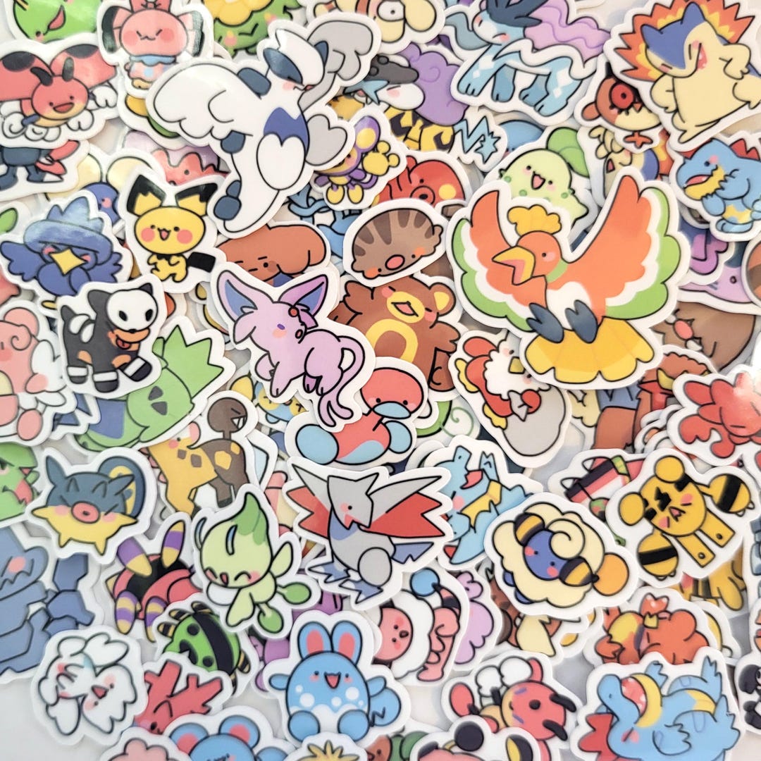 152-251 Mini Poke Stickers | All Gen 2 Johto Mons | Die-cut Waterproof ...