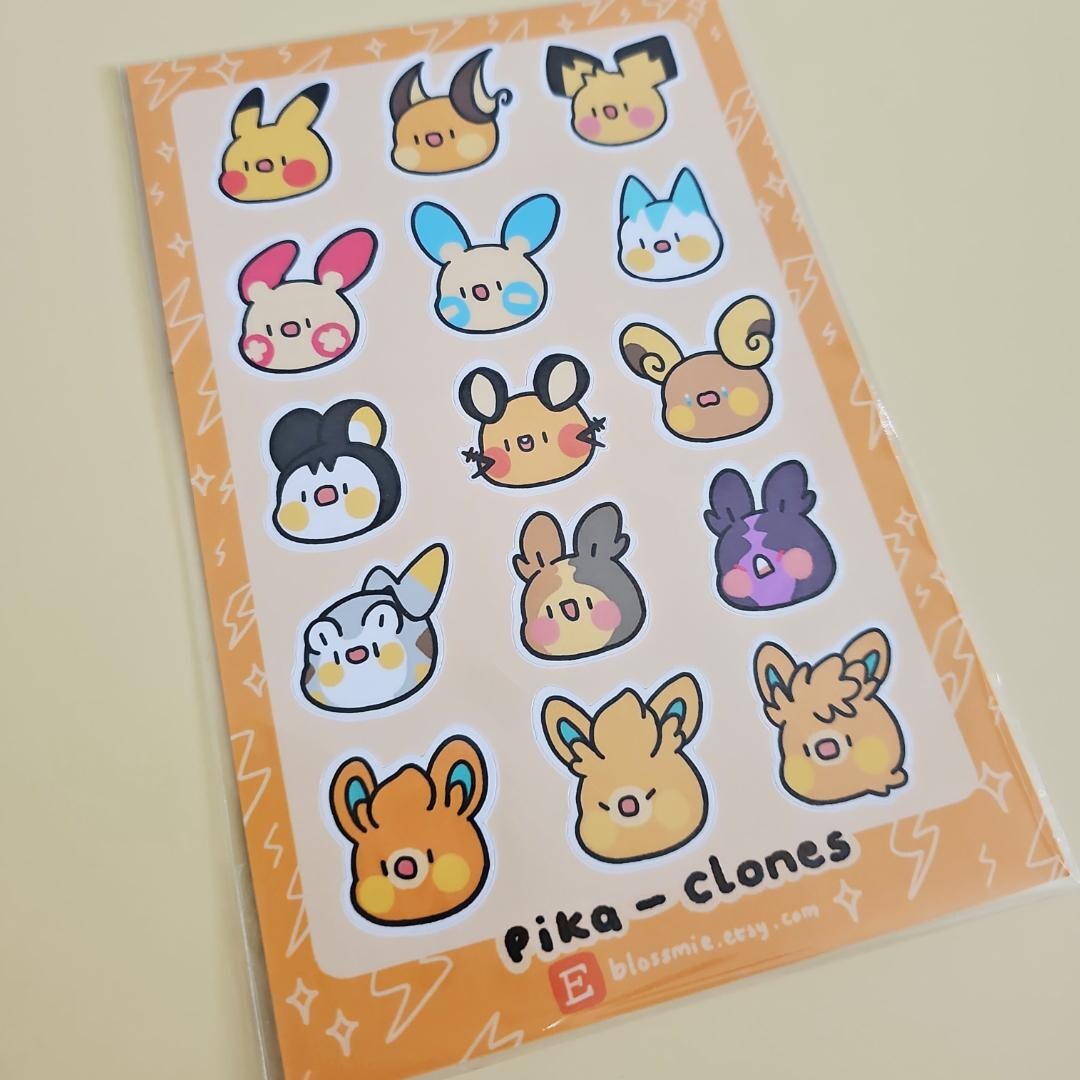 Pikachu Clones Vinyl Poke Sticker Sheet (15 Stickers) - Etsy