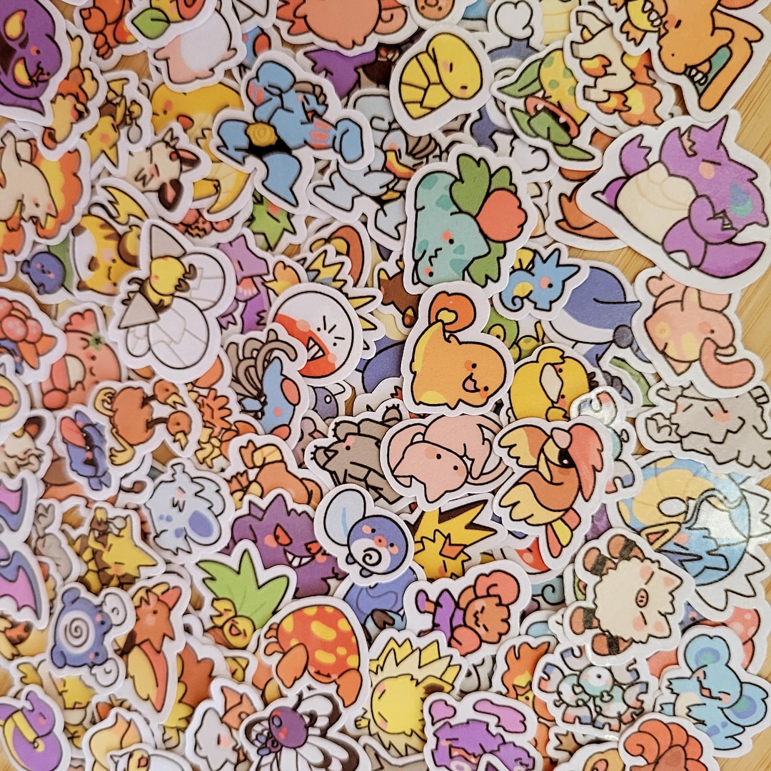 001-151 Mini Poke Stickers | All Gen 1 Kanto Mons | Die-cut Waterproof ...
