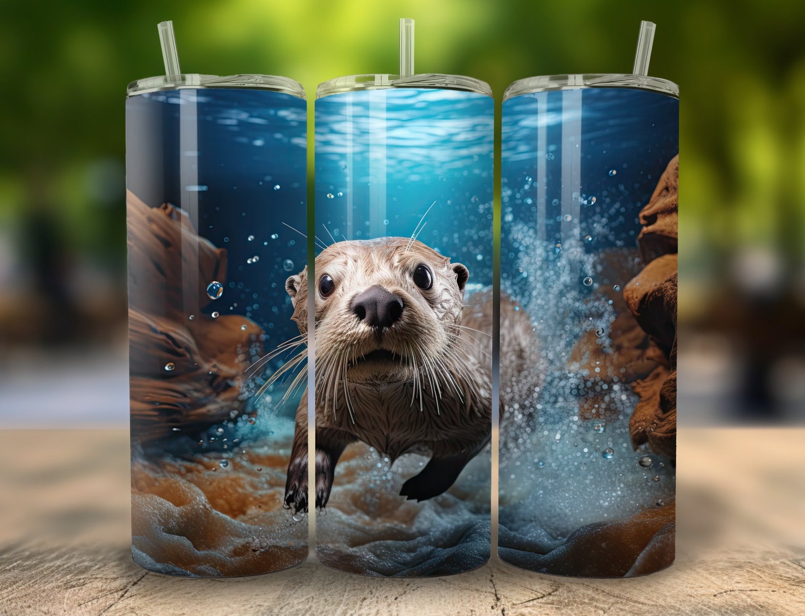 3D Vibrant Animal Otter 20oz 30oz Skinny Tumbler Sublimation Design ...