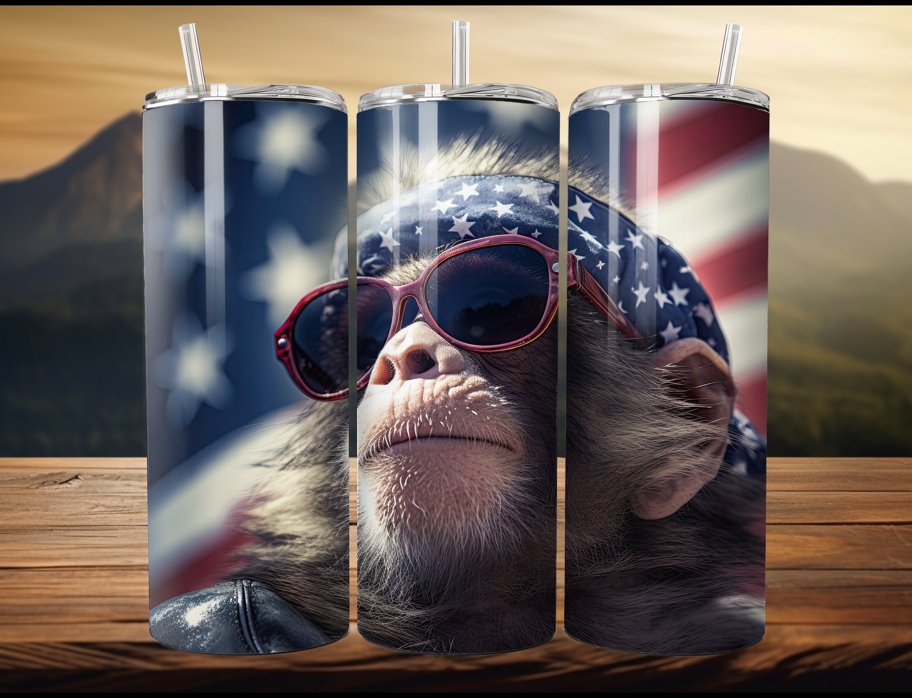 American Flag Monkey Sunglasses National Holiday Universal - Etsy