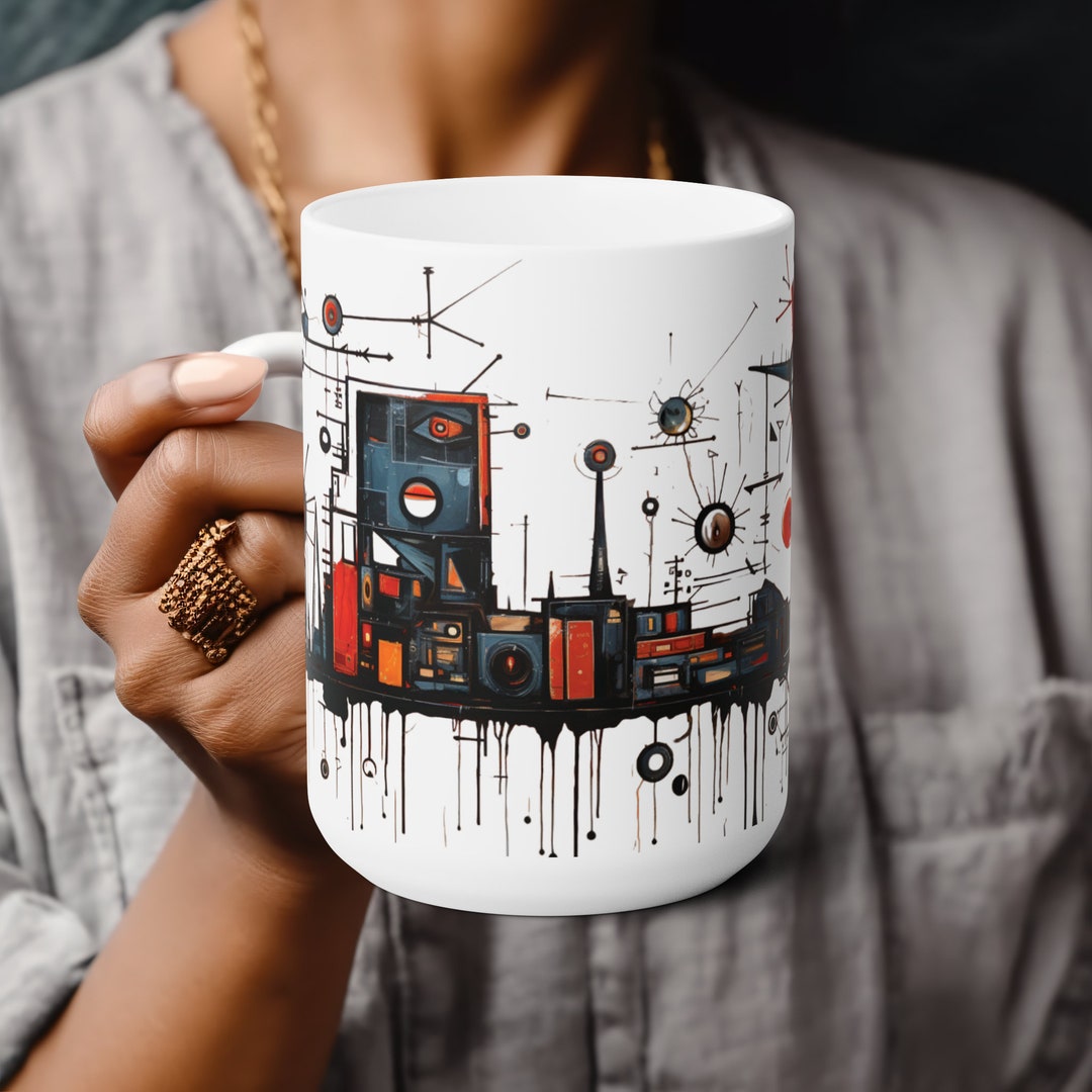 Futuristic Mug, Modern Ceramic Mug, Abstract Futuristic Cup, Unique ...