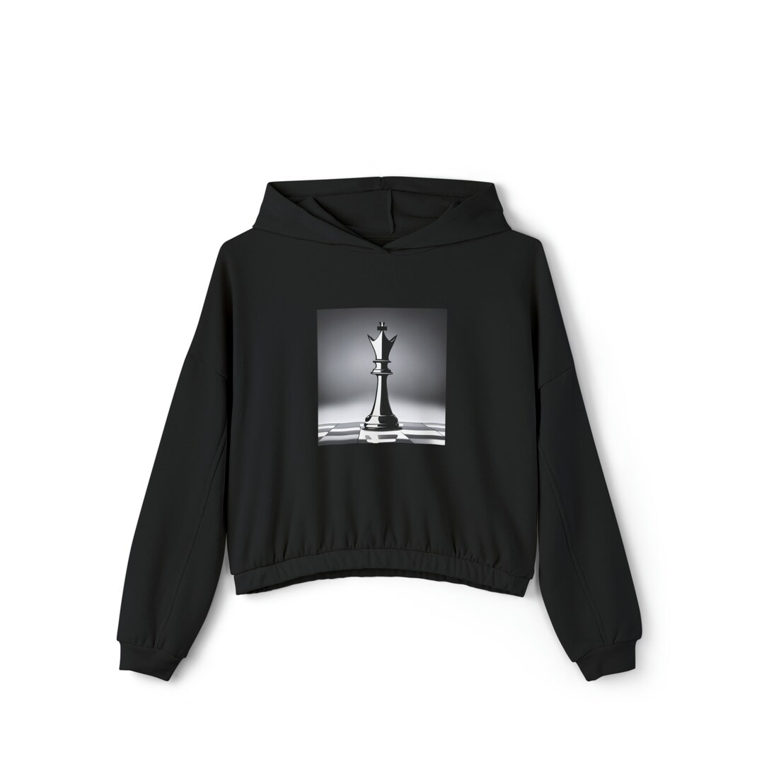 Women's Cinched Bottom Chess Hoodie, Black Chess Hoodie, Women's Chess ...