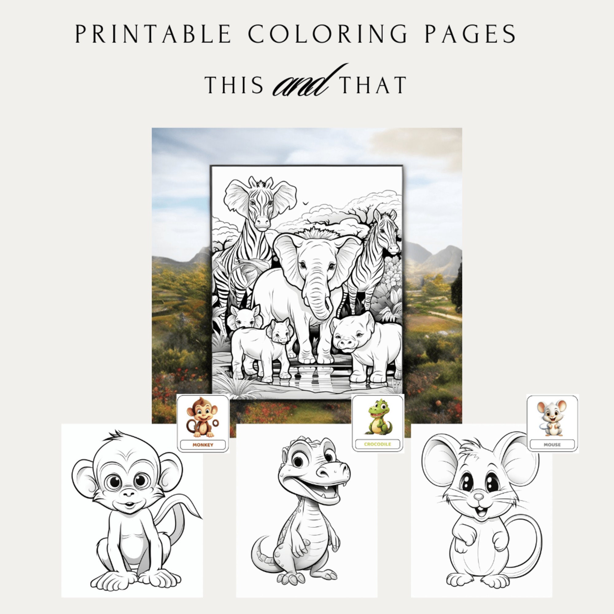 Printable Coloring Pages Bundle Free Flashcards for Every - Etsy
