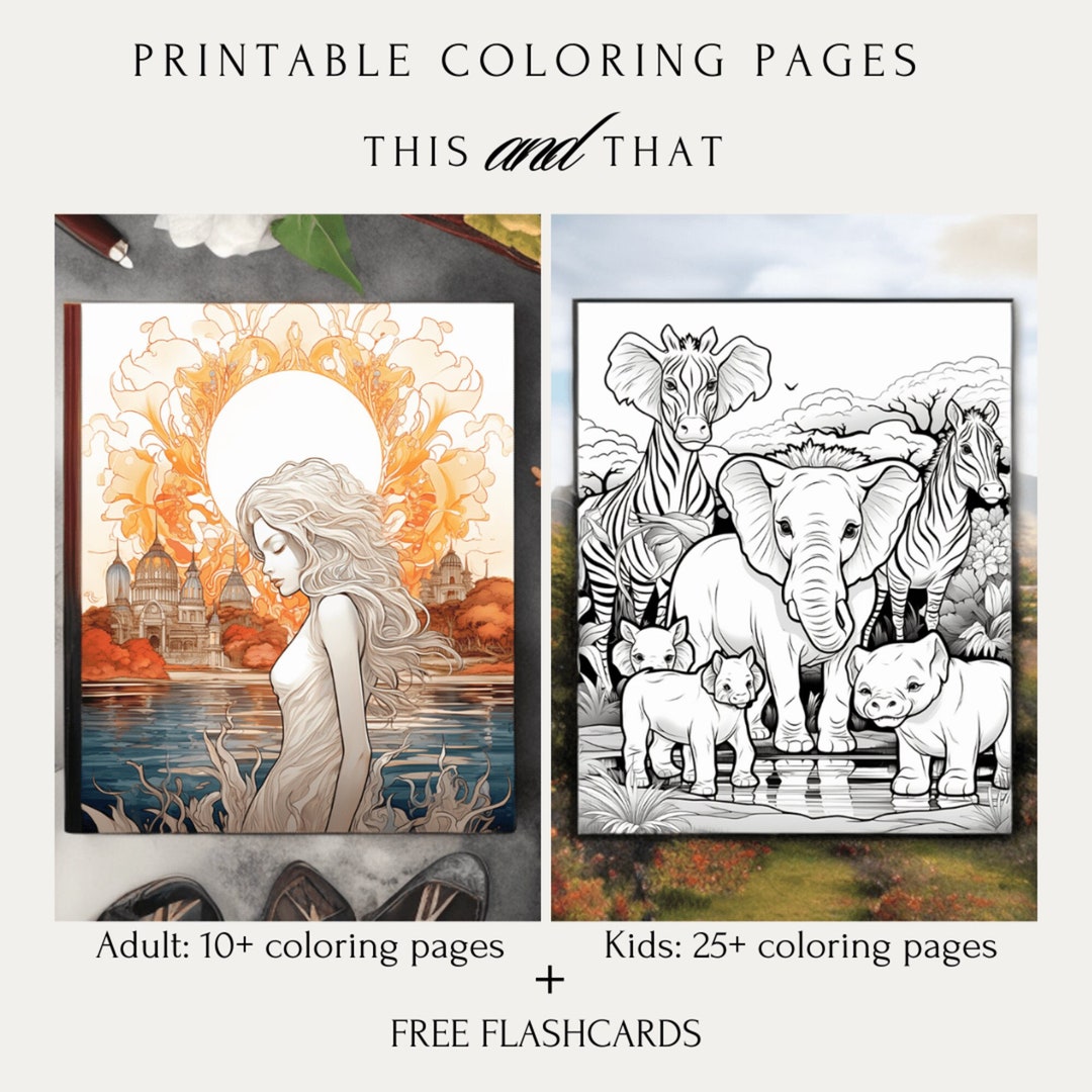 Printable Coloring Pages Bundle + Free Flashcards for Every Animal ...