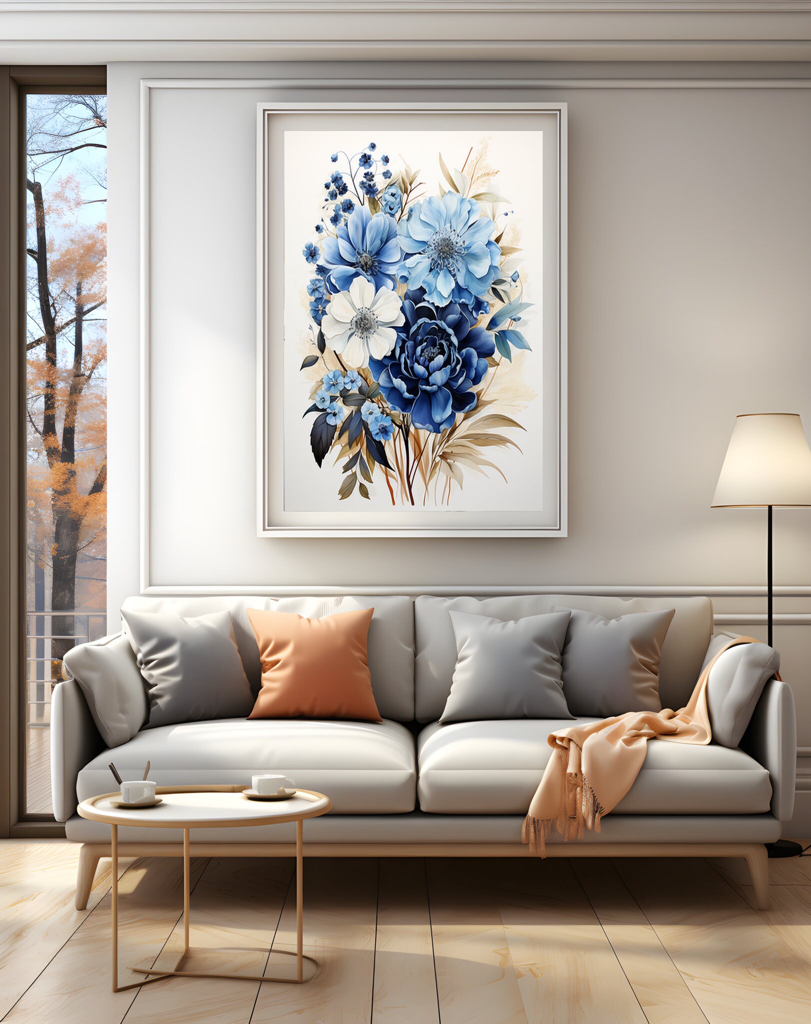 Floral Watercolor Print, Watercolor Printable, Blue Floral Printable ...