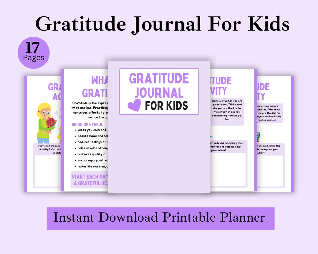 Diario de gratitud imprimible para niños, Diario de agradecimiento ...