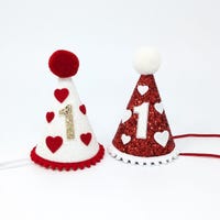 Valentines Day Theme Banner and Hat - Girls 1st Birthday Hat and Banner ...