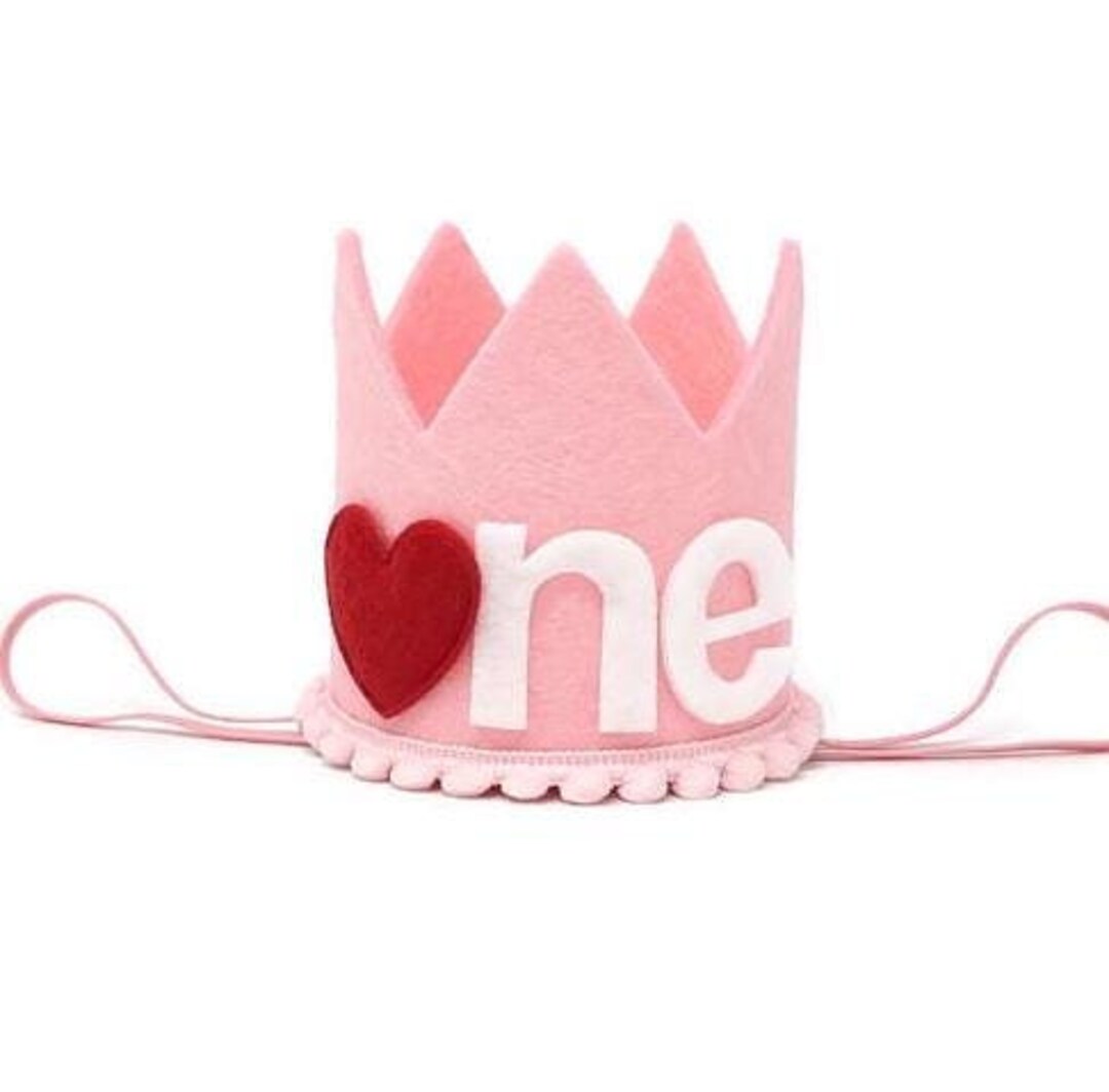 Valentine's Day Birthday Crown: Pink Felt Heart, First Birthday - Etsy