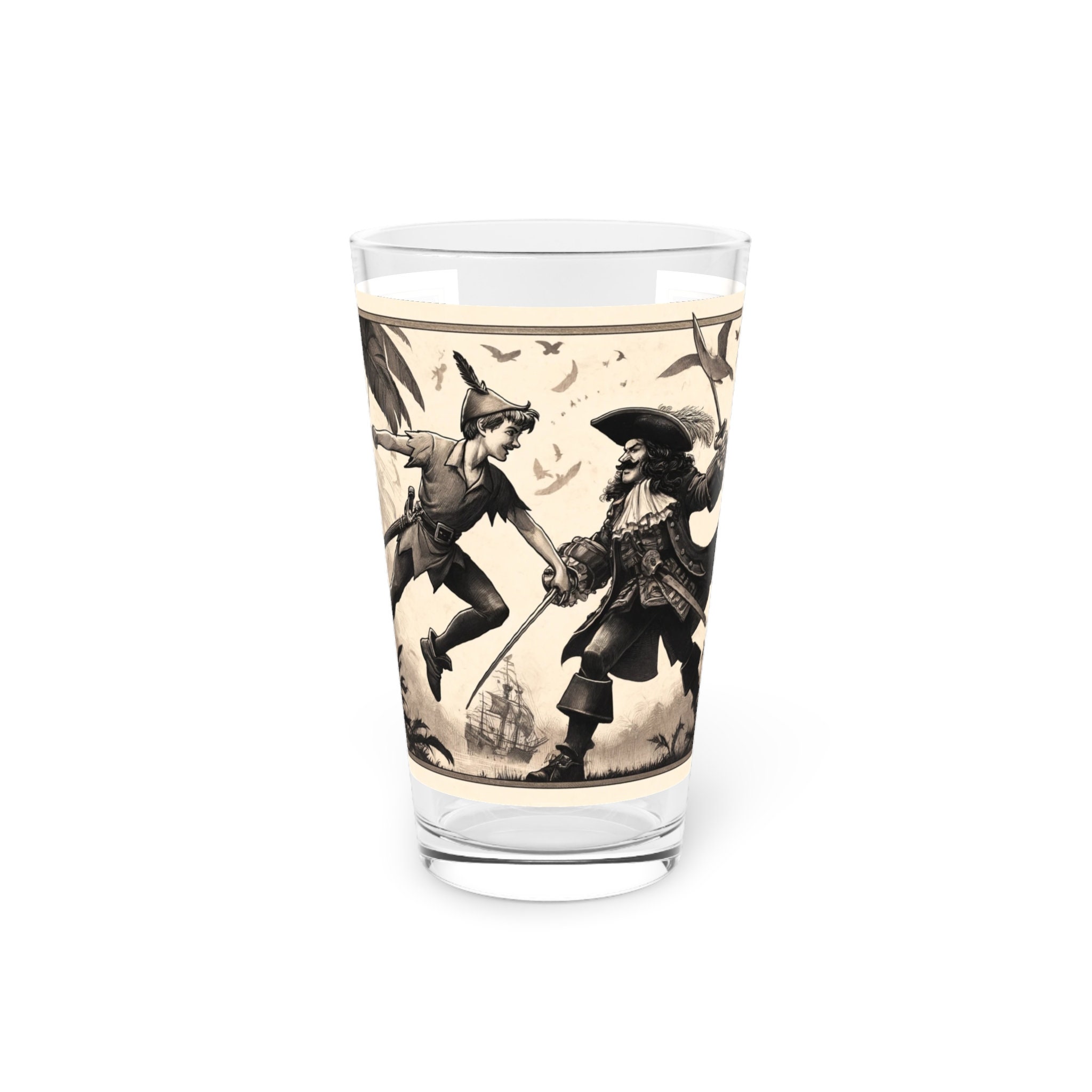 Vintage Style Peter Pan and Captain Hook 16oz Pint Glass - Etsy