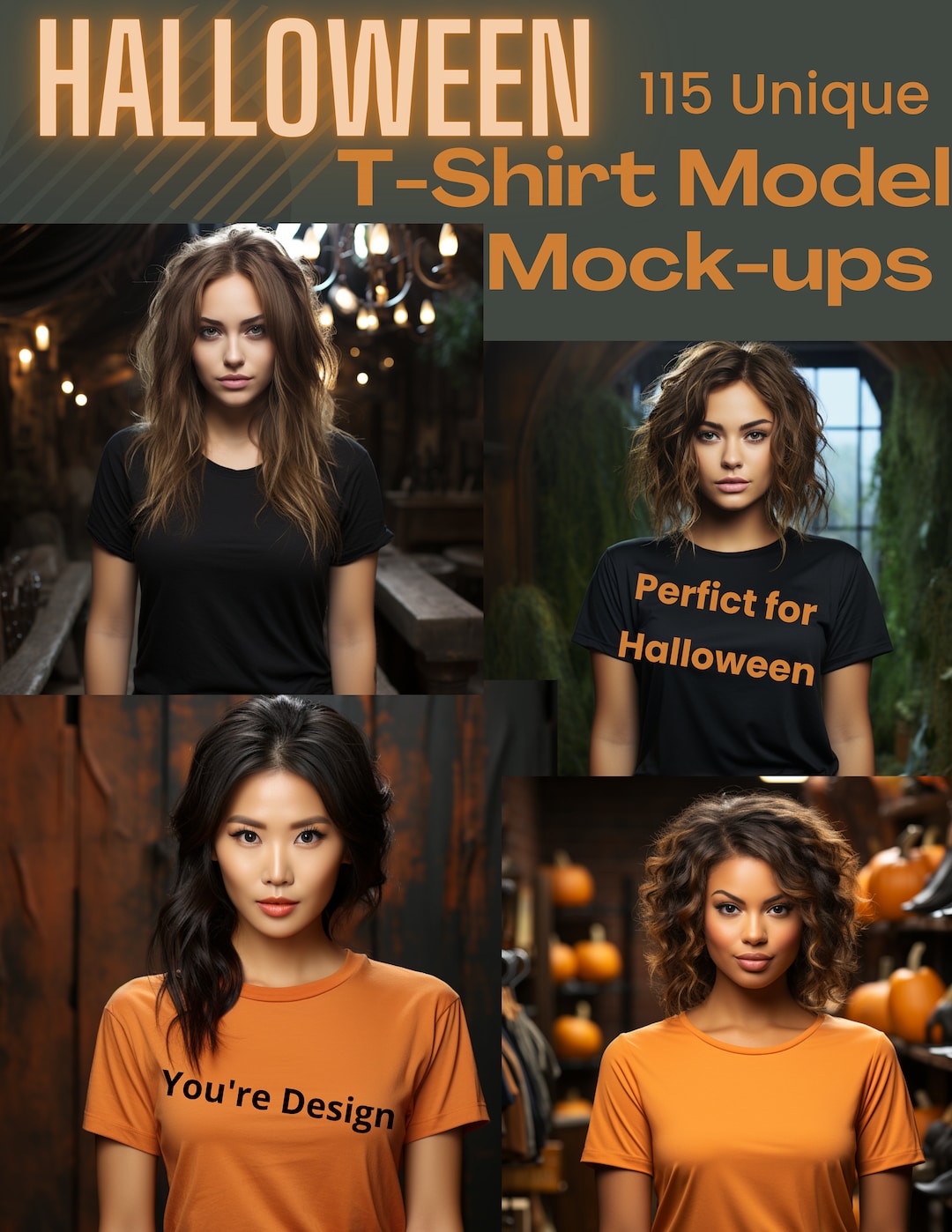 Fall and Halloween T-shirt Mock-ups, Spooky, Gothic, Ai-generated ...
