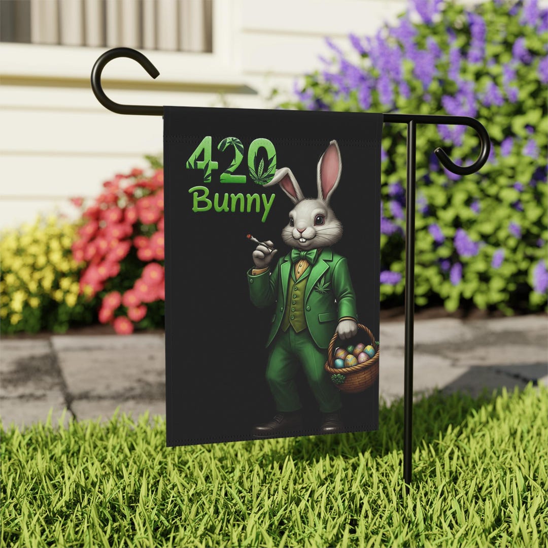 420 Bunny Easter Garden Flag, Funny Easter Decorations, Stoner Gift ...