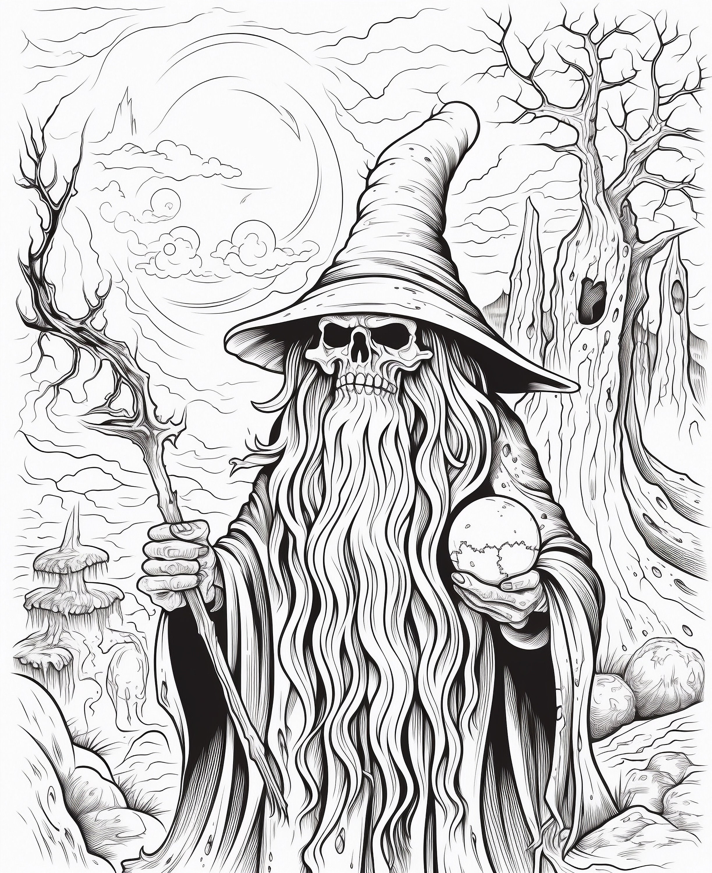 Witches and Wizards Coloring Pages 30 Halloween-themed Images for ...