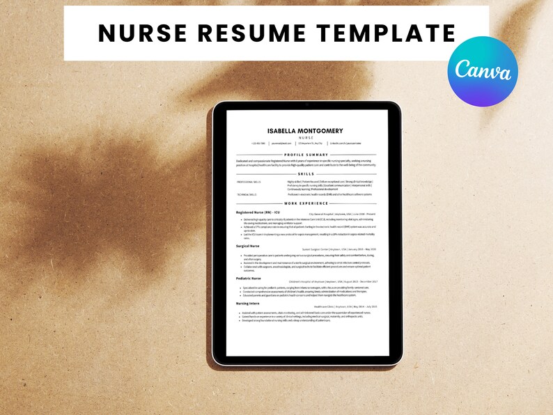 Nurse Resume Template, Resume Template, Simple Resume Template, Nursing ...