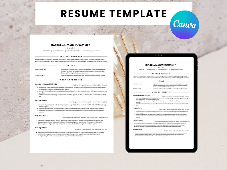 Nurse Resume Template, Resume Template, Simple Resume Template, Nursing ...