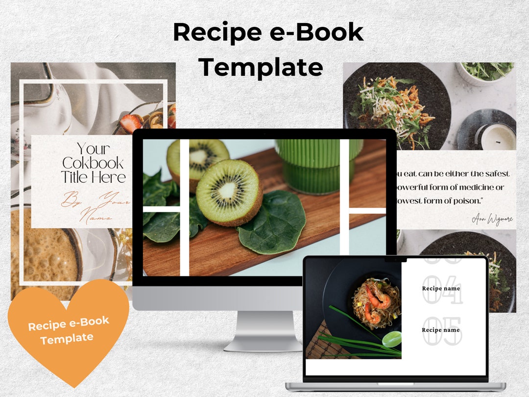 Cookbook Template Canva, Recipe E-book, Canva E-book Template, Editable ...