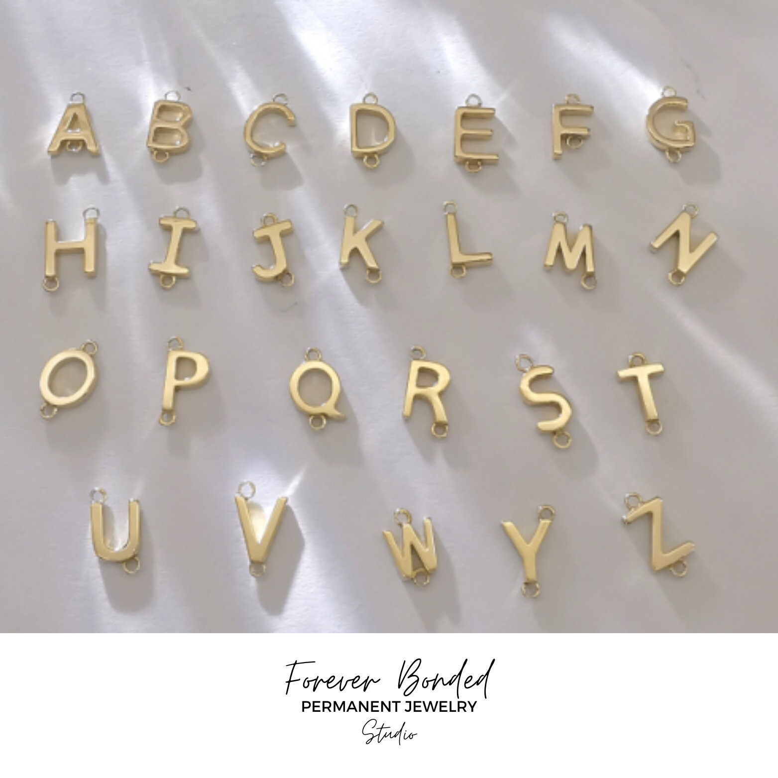 Set of 5 14K Solid Gold Alphabet Letter Connectors for Permanent ...