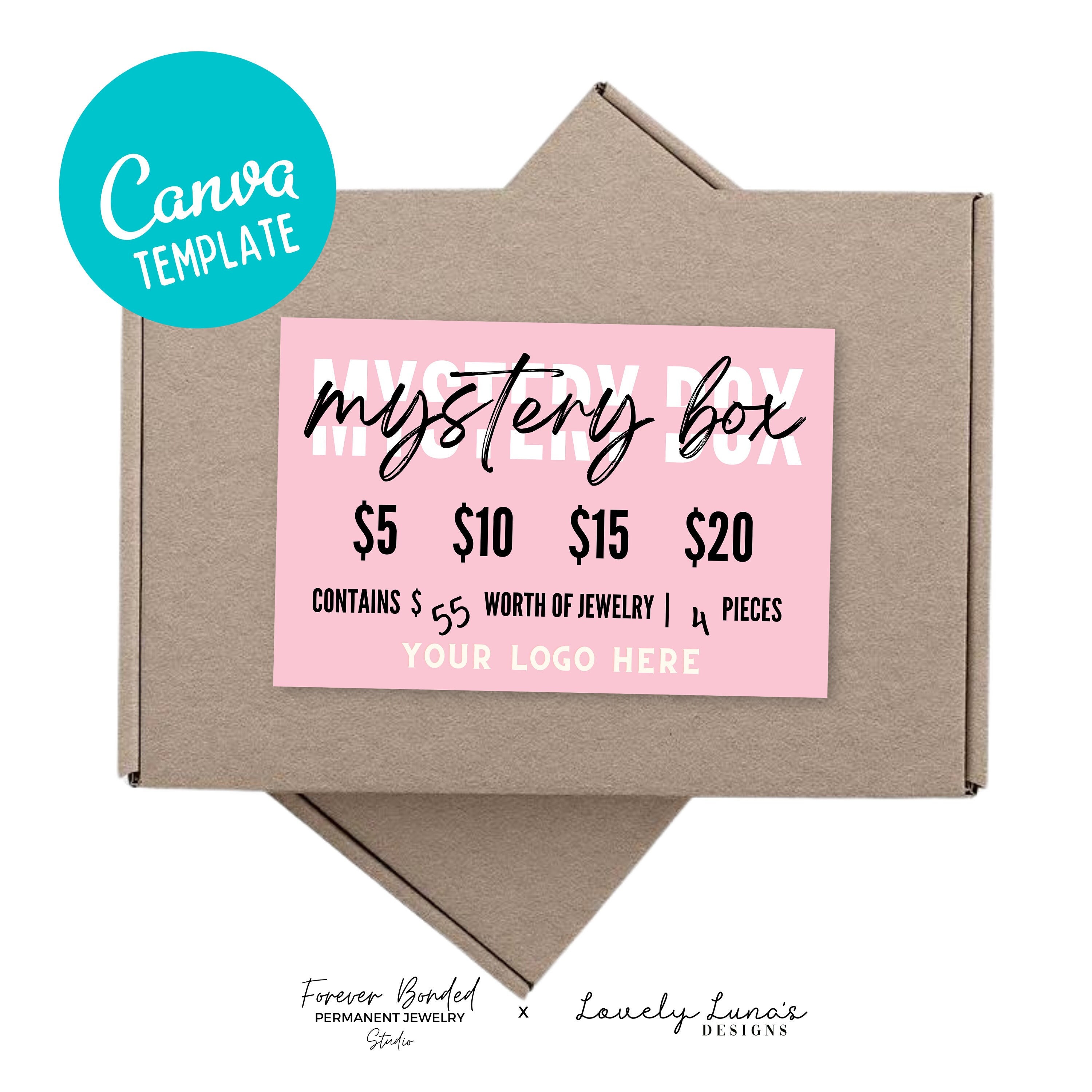 Mystery Box Digital Print Label 4x6 Canva Template Customizable Small ... Mystery Box Digital Print Label 4x6 Canva Template Customizable Small ...